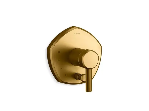 KOHLER Occasion Rite-temp Valve Trim With Push-button Diverter And Lever Handle - Vibrant Brushed Moderne Brass