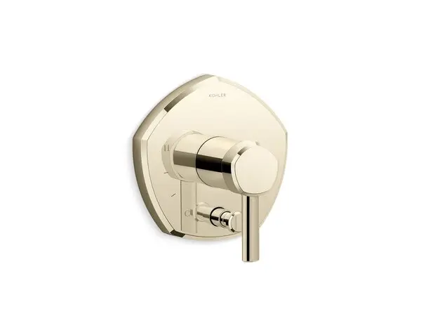KOHLER Occasion Rite-temp Valve Trim With Push-button Diverter And Lever Handle - Vibrant French Gold