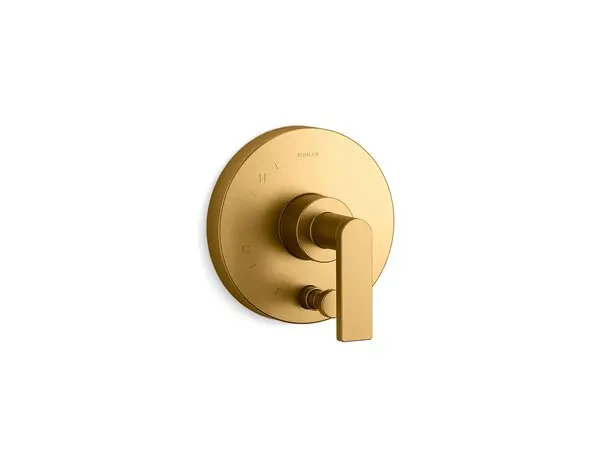KOHLER Composed Rite-temp Valve Trim With Push-button Diverter And Lever Handle - Vibrant Brushed Moderne Brass