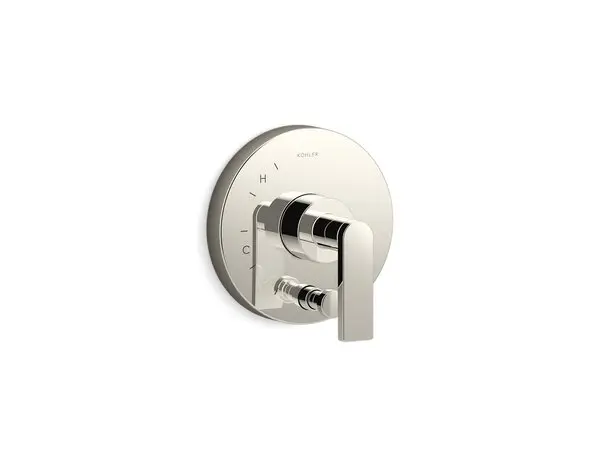 KOHLER Composed Rite-temp Valve Trim With Push-button Diverter And Lever Handle - Vibrant Polished Nickel