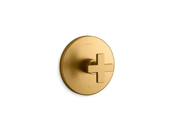 KOHLER Composed Mastershower Temperature Control Valve Trim With Cross Handle - Vibrant Brushed Moderne Brass