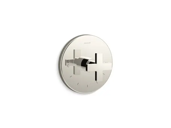 KOHLER Composed Mastershower Temperature Control Valve Trim With Cross Handle - Vibrant Polished Nickel