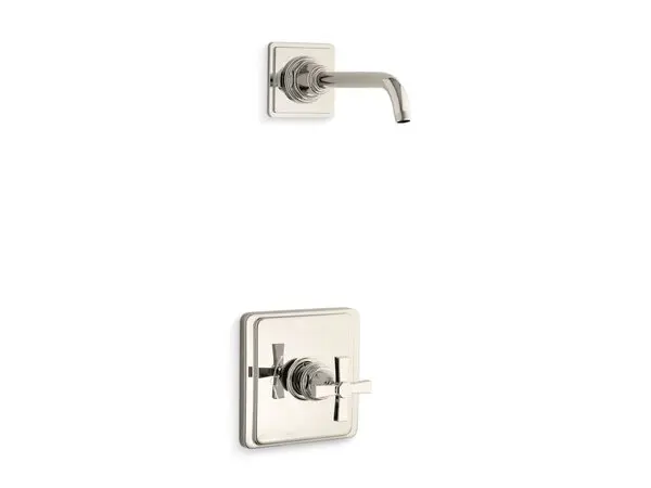 KOHLER Pinstripe Pure Rite-temp Shower Trim Kit With Cross Handle, Without Showerhead - One-color