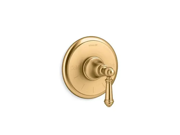 KOHLER Artifacts Mastershower Temperature Control Valve Trim With Lever Handle - Vibrant Brushed Moderne Brass