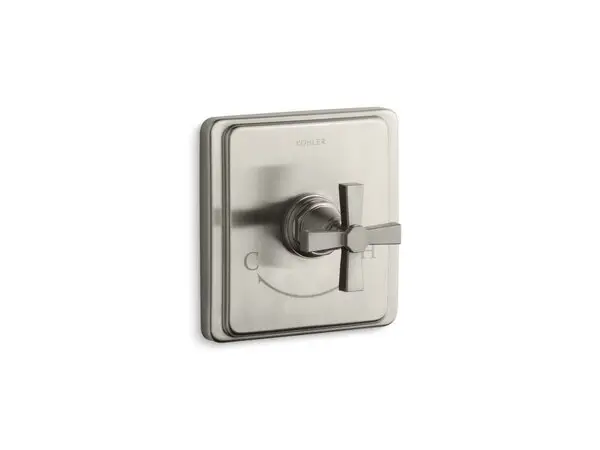 KOHLER Pinstripe Pure Mastershower Temperature Control Valve Trim With Lever Handle - Vibrant Brushed Nickel