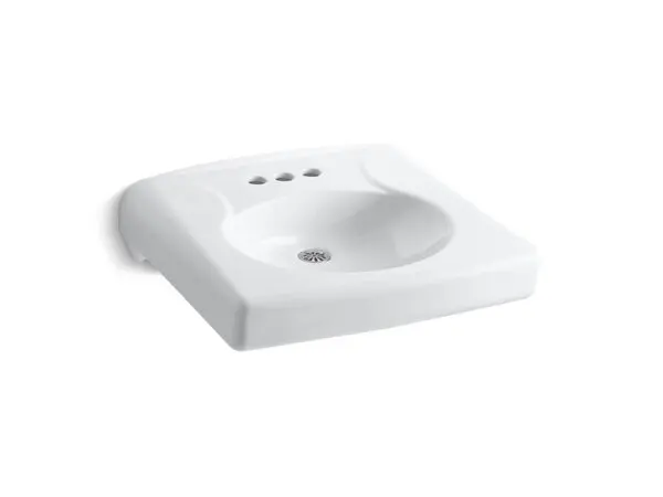 KOHLER Brenham Wall-mount Or Concealed Carrier Arm Mount Commercial Bathroom Sink With 4" Centerset Faucet Holes And No Overflow - One-color