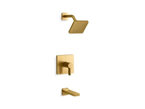 KOHLER Parallel Rite-temp Bath And Shower Trim Kit, 1.75 Gpm - Vibrant Brushed Moderne Brass