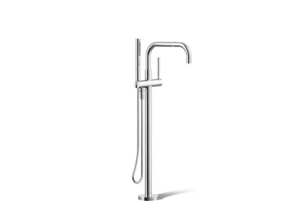 KOHLER Purist Floor-mount Bath Filler Trim With Handshower - Polished Chrome