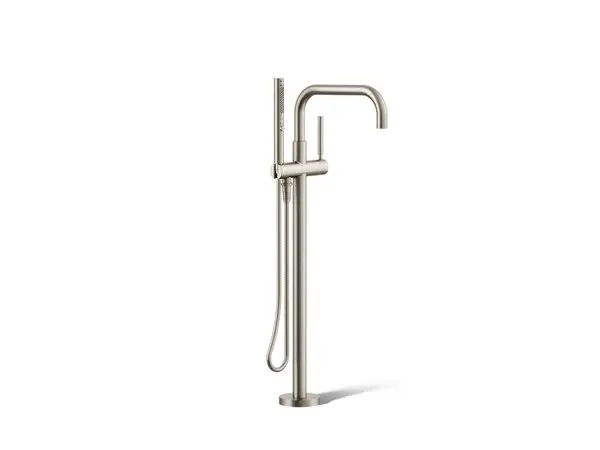 KOHLER Purist Floor-mount Bath Filler Trim With Handshower - Vibrant Brushed Nickel