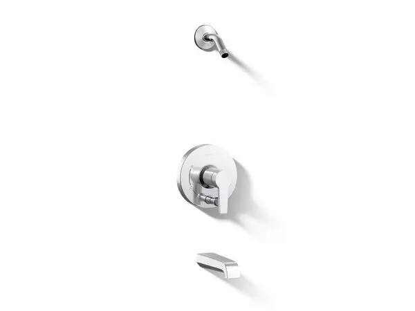 KOHLER Pitch Rite-temp Bath And Shower Trim Kit With Push-button Diverter, Without Showerhead - Polished Chrome
