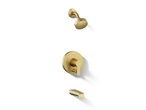 KOHLER Pitch Rite-temp Bath And Shower Trim Kit With Push-button Diverter, 1.75 Gpm - Vibrant Brushed Moderne Brass