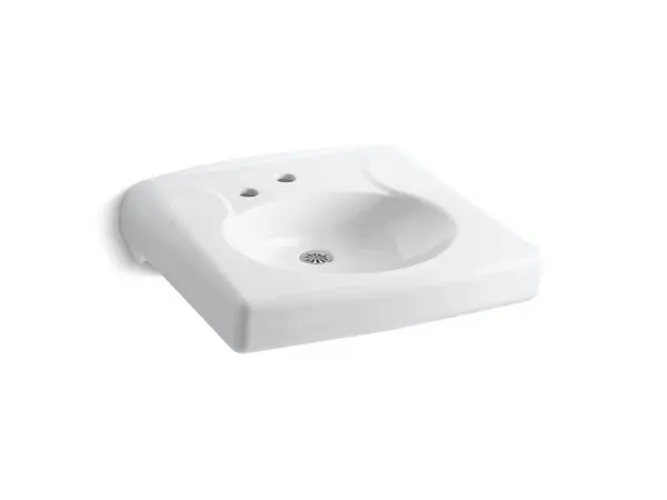 KOHLER Brenham Wall-mount Or Concealed Carrier Arm Mount Commercial Bathroom Sink With Single Faucet Hole, No Overflow And Left-hand Soap Dispenser Hole - One-color