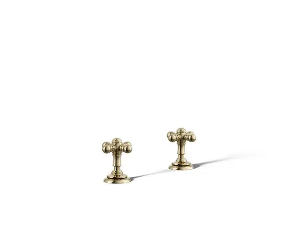 KOHLER Artifacts Deck-mount Bath Faucet Handle Trim With Cross Design - Vibrant French Gold