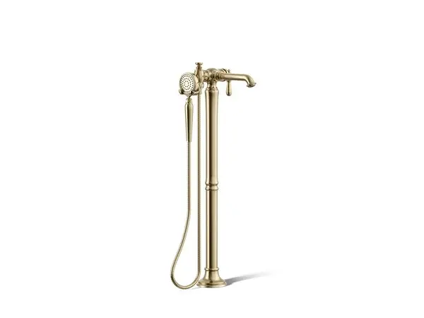 KOHLER Artifacts Floor-mount Bath Filler Trim With Handshower - Vibrant French Gold