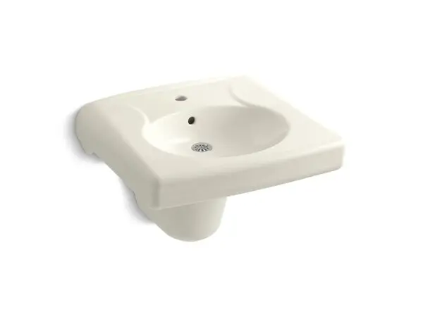 KOHLER Brenham Wall-mount Or Concealed Carrier Arm Mount Commercial Bathroom Sink And Shroud With Single Faucet Hole - One-color