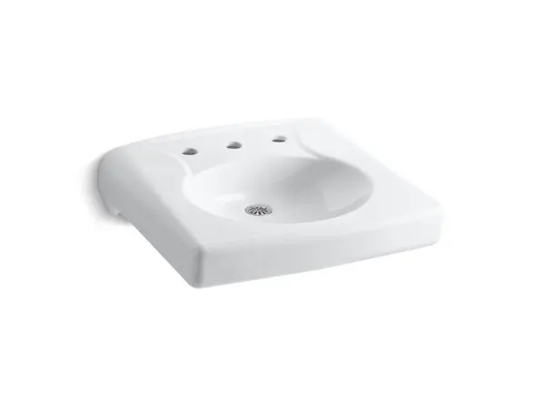 KOHLER Brenham Wall-mount Or Concealed Carrier Arm Mount Commercial Bathroom Sink With Widespread Faucet Holes And No Overflow - One-color