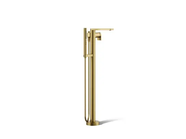 KOHLER Composed Floor-mount Bath Filler Trim With Handshower - Vibrant Brushed Moderne Brass