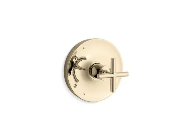KOHLER Purist Rite-temp Valve Trim With Cross Handle - Vibrant French Gold