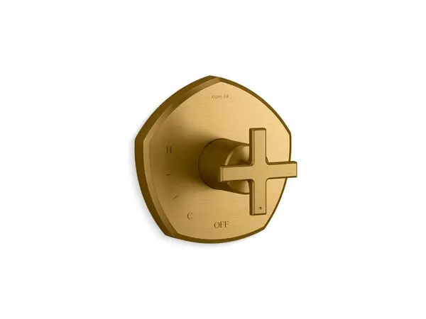 KOHLER Occasion Rite-temp Valve Trim With Cross Handle - Vibrant Brushed Moderne Brass
