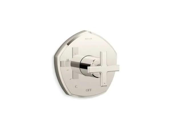 KOHLER Occasion Rite-temp Valve Trim With Cross Handle - Vibrant Polished Nickel