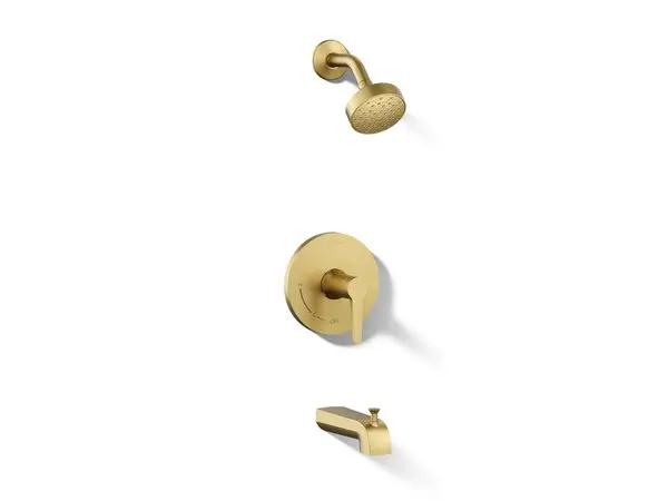 KOHLER Pitch Rite-temp Bath And Shower Trim Kit, 2.5 Gpm - Vibrant Brushed Moderne Brass