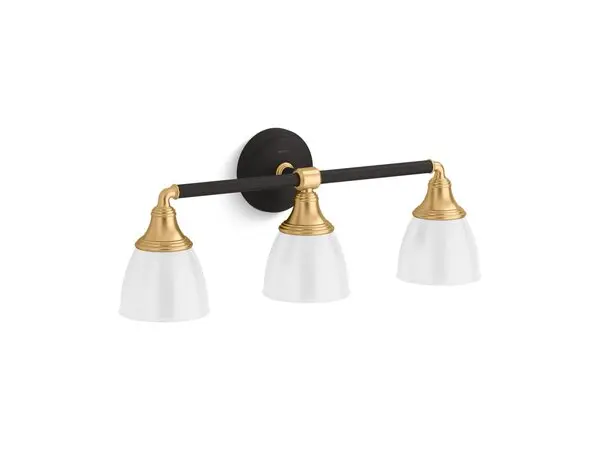 KOHLER Devonshire Three-light Sconce - Black With Brass Trim