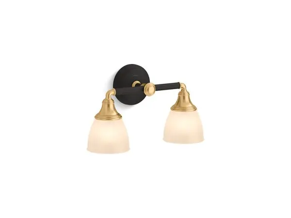 KOHLER Devonshire Two-light Sconce - Black With Brass Trim