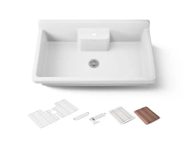 KOHLER Farmstead 45" Top-/wall-mount Single-bowl Workstation Farmhouse Kitchen Sink - One-color