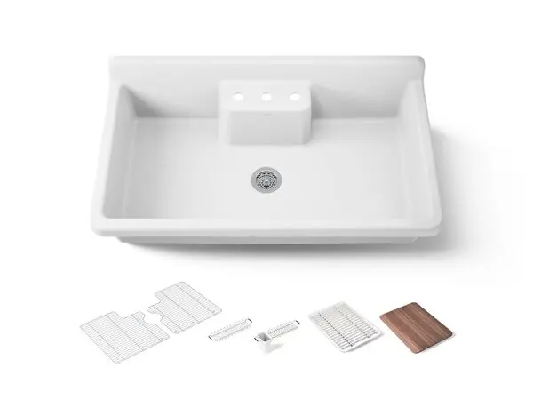 KOHLER Farmstead 45" Top-/wall-mount Single-bowl Workstation Farmhouse Kitchen Sink - One-color