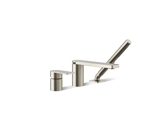 KOHLER Parallel Deck-mount Bath Faucet With Handshower - Vibrant Brushed Nickel