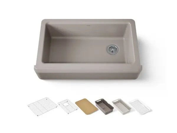 KOHLER Riverby 35-3/4" Undermount Single-bowl Farmhouse Workstation Kitchen Sink - One-color