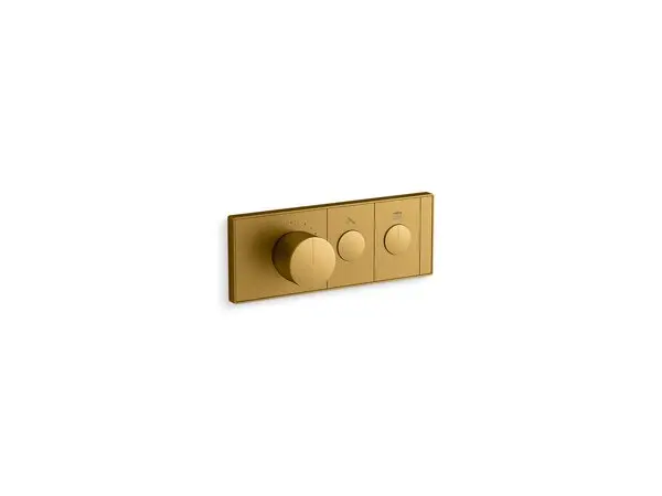 KOHLER Anthem Two-outlet Recessed Mechanical Thermostatic Valve Control - Vibrant Brushed Moderne Brass