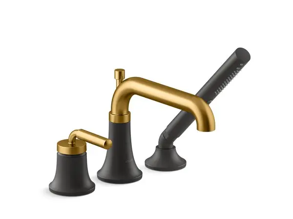 KOHLER Tone Deck-mount Bath Faucet With Handshower - Matte Black With Brushed Moderne Brass