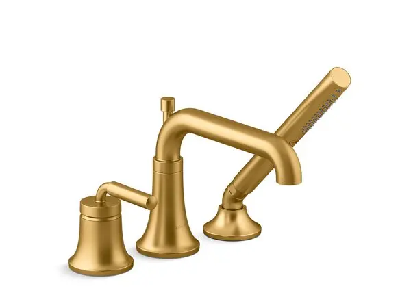 KOHLER Tone Deck-mount Bath Faucet With Handshower - Vibrant Brushed Moderne Brass