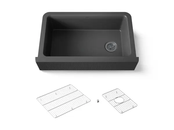 KOHLER Cairn 34" Undermount Single-bowl Farmhouse Kitchen Sink With Fluted Design - One-color