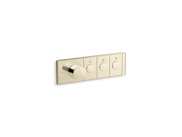 KOHLER Anthem Three-outlet Recessed Mechanical Thermostatic Valve Control - Vibrant French Gold
