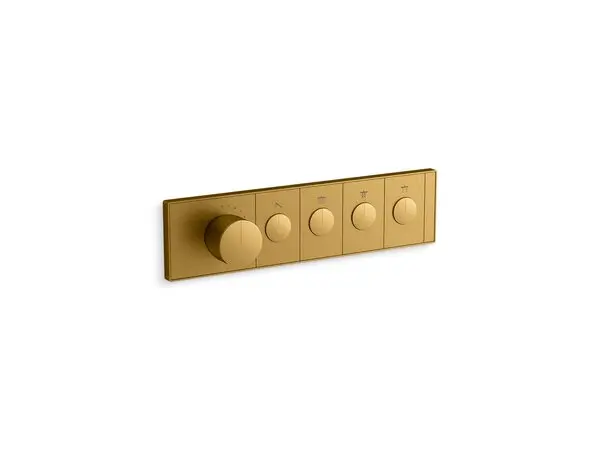 KOHLER Anthem Four-outlet Recessed Mechanical Thermostatic Valve Control - Vibrant Brushed Moderne Brass