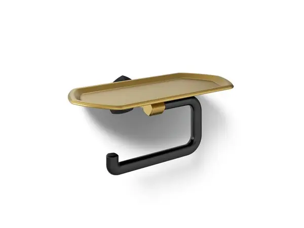 KOHLER Occasion Toilet Paper Holder With Tray - Matte Black With Brushed Moderne Brass