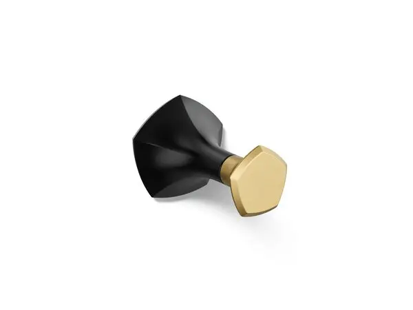 KOHLER Occasion Robe Hook - Matte Black With Brushed Moderne Brass