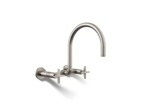 KOHLER Billet Two-hole Wall-mount Bridge Kitchen Sink Faucet - One-color