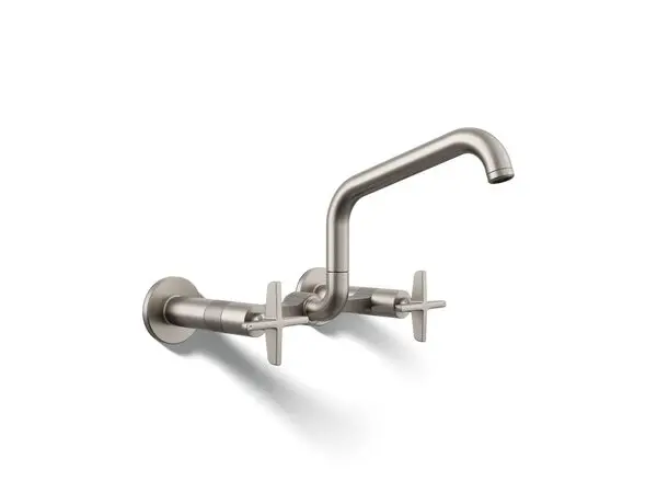 KOHLER Billet Two-hole Wall-mount Bridge Kitchen Sink Faucet - One-color