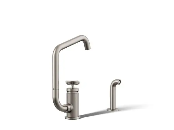 KOHLER Billet Single-handle Bar Sink Faucet With Two-function Extended-reach Spout And Side Sprayer - One-color