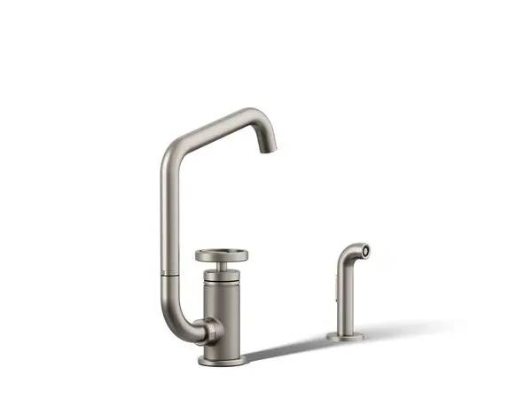 KOHLER Billet Single-handle Bar Sink Faucet With Two-function Extended-reach Spout And Side Sprayer - One-color