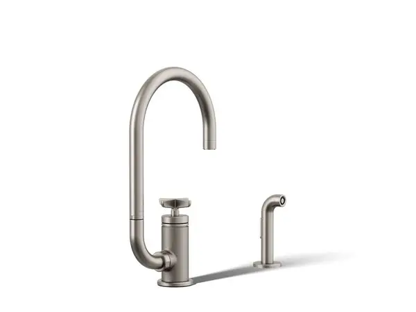 KOHLER Billet Single-handle Bar Sink Faucet With Two-function Extended-reach Spout And Side Sprayer - One-color