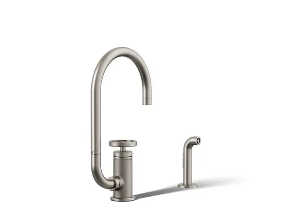 KOHLER Billet Single-handle Bar Sink Faucet With Two-function Extended-reach Spout And Side Sprayer - One-color
