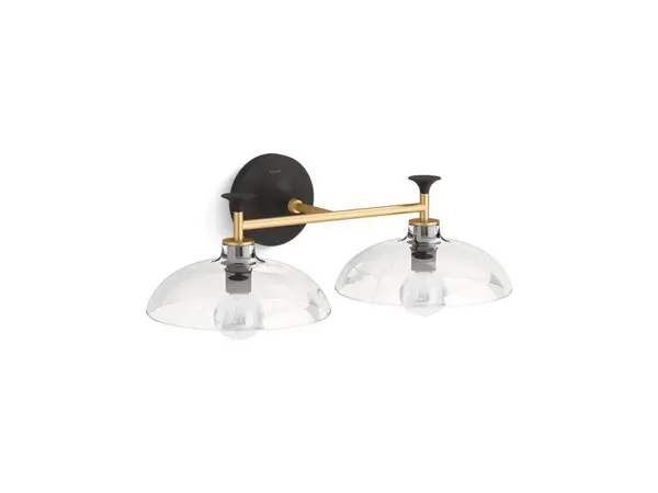 KOHLER Tone Two-light Sconce - Black With Brass Trim