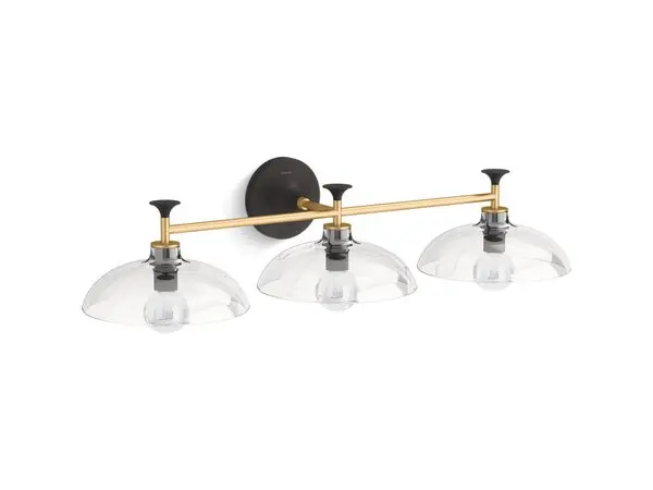 KOHLER Tone Three-light Sconce - Black With Brass Trim