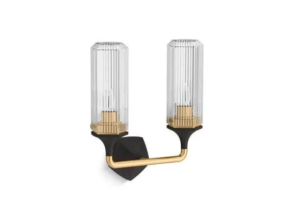KOHLER Occasion Two-light Sconce - Black With Brass Trim