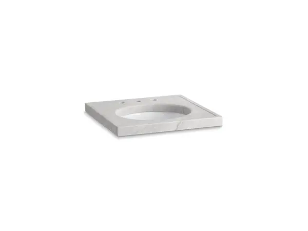 KOHLER Kathryn 24" X 22" Marble Console Tabletop With 8" Widespread Faucet Holes And Cut For K-2205-g/k-2210-g Undermount Bathroom Sink - White Carrara Marble