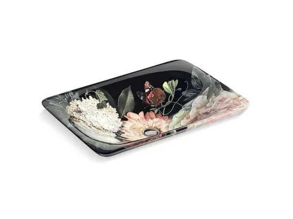 KOHLER Dutchmaster Blush Floral Carillon 21-1/4" Rectangular Drop-in Bathroom Sink, No Overflow - One-color